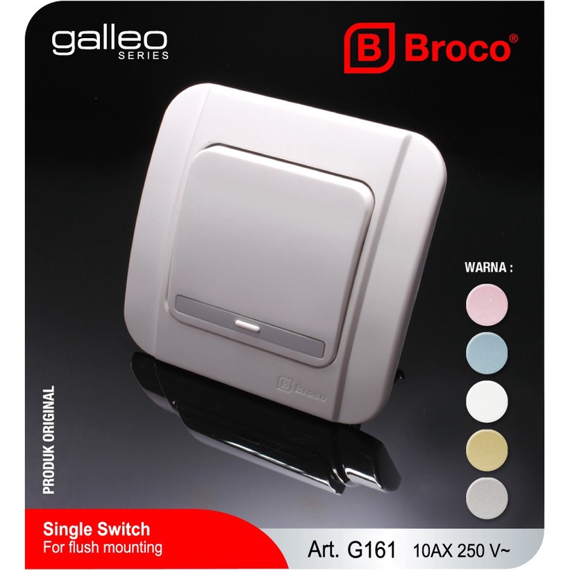 Jual Broco Galleo Saklar Engkel Snow White G161-55S Single Switch ...