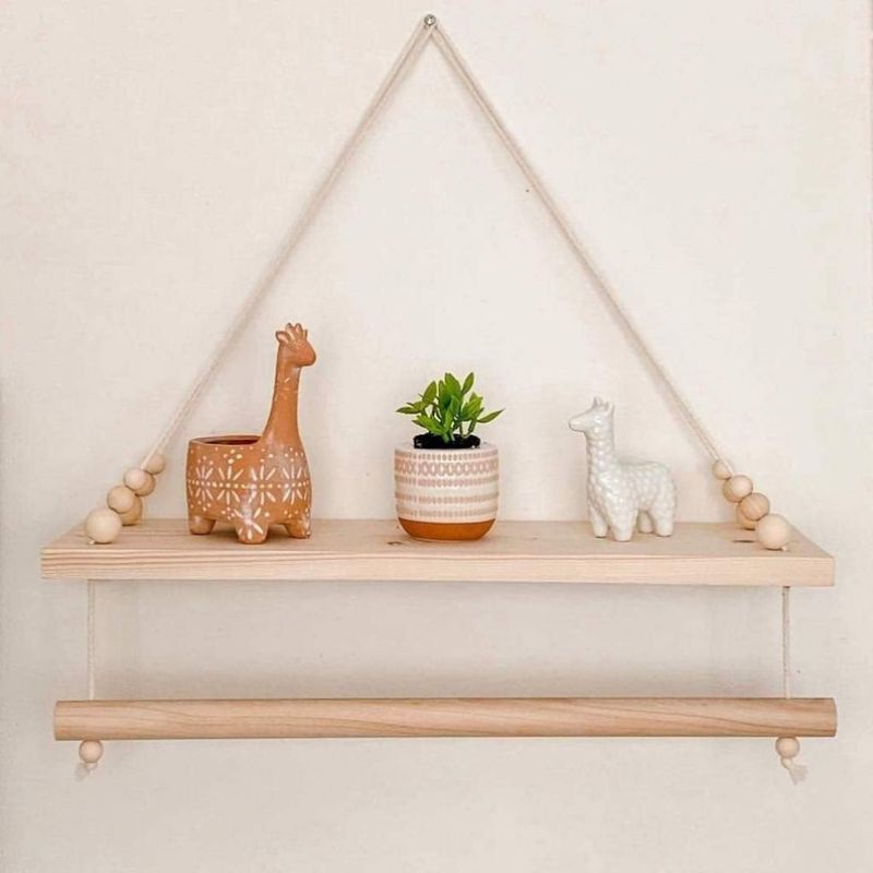 Jual (READY STOK) Rak gantung/ ambalan kayu/ macrame ambalan/ rak buku ...