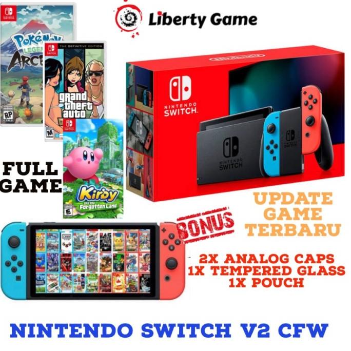 Jual Nintendo Switch V2 / Gen 2 CFW Full Game Neon Blue & Neon Red | Shopee Indonesia