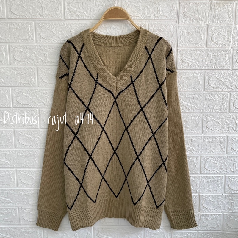 Jual HINATA SWEATER RAJUT KOREA OVERSIZE MOTIF KAWAT WANITA | Shopee ...