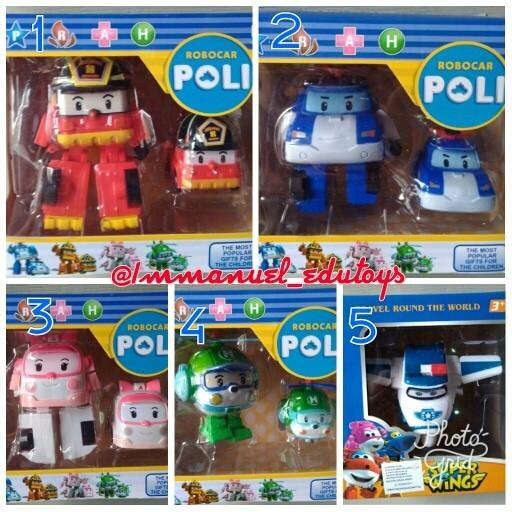 Jual mainan robocar satuan poli amber roy heli mobil robot superwing ...