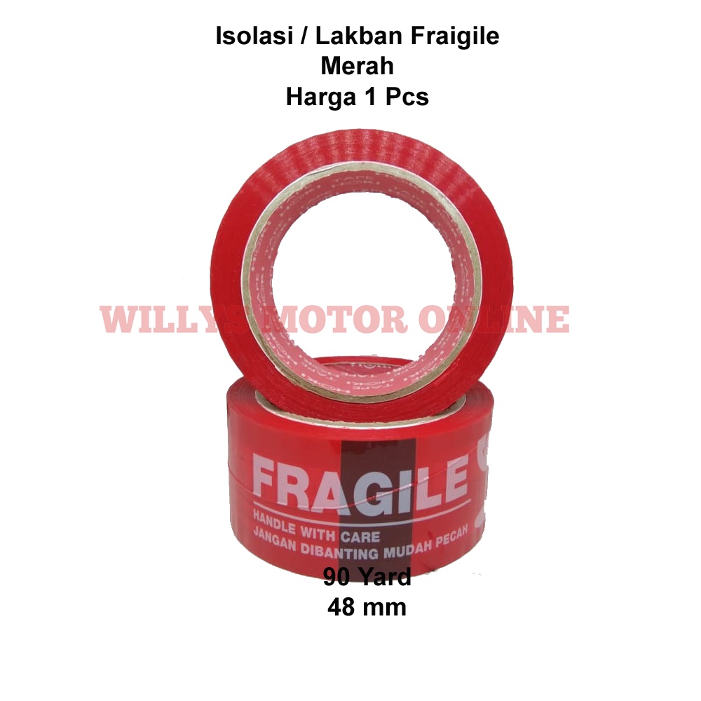 Jual Lakban Fragile merah 90 yard Jangan Di Banting / Isolasi Fragile ...
