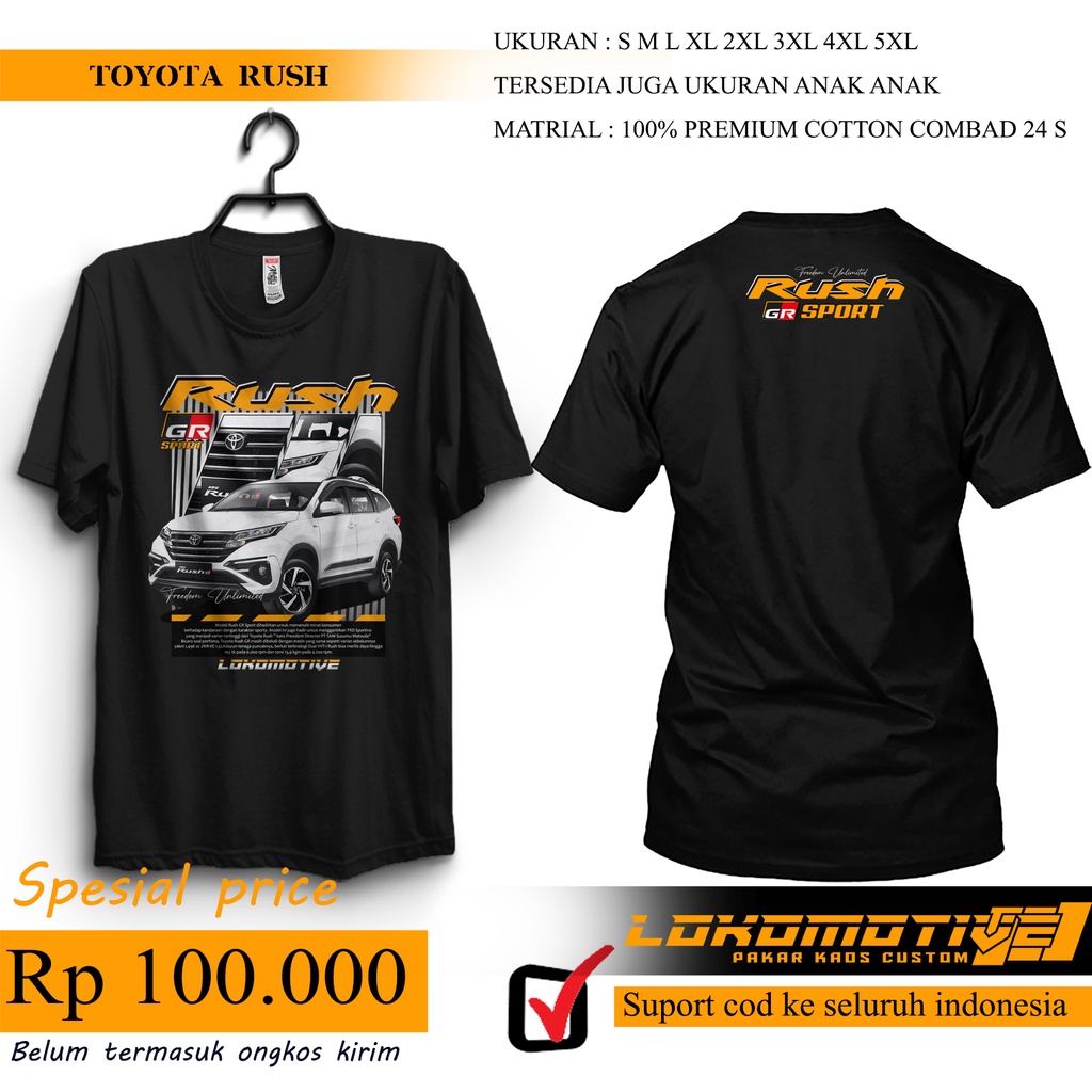 Jual kaos premium TOYOTA RUSH KPD02 bahan COTTON COMBED 24S super adem ...