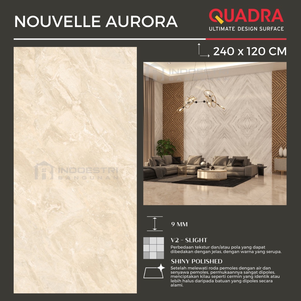 Jual Granit Quadra Nouvelle Aurora 240 x 120cm (1 keping / 2,88m2 ...