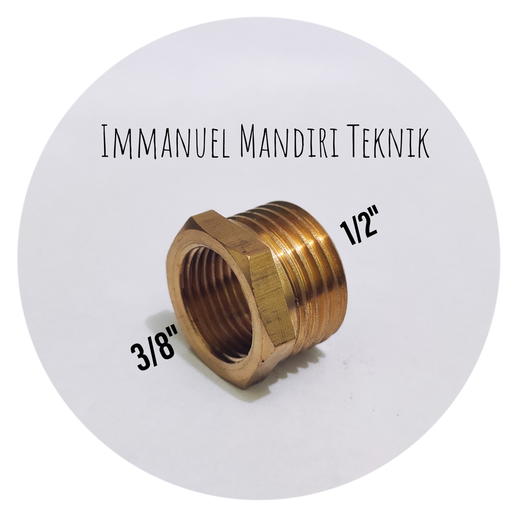 Jual Vlok Ring 1/2 x 3/8 full drat / Bushing kuningan 1/2 x 3/8 ...