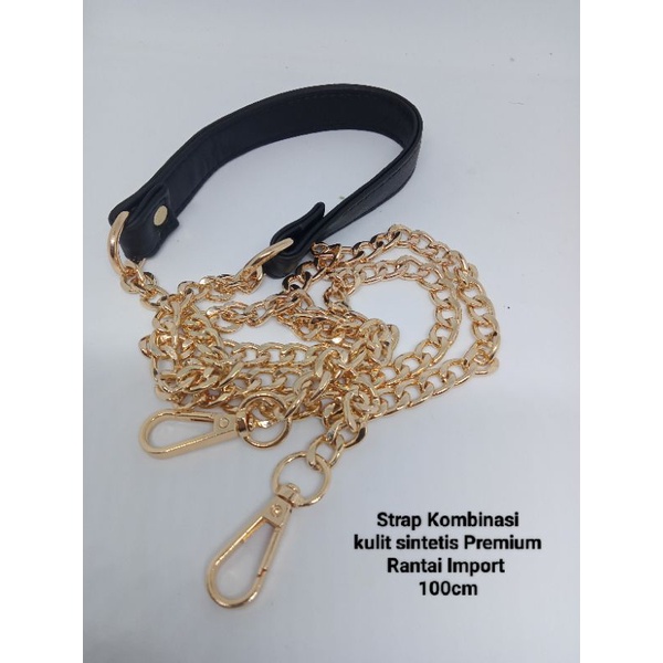 Jual Strap Kombinasi 100 cm Rantai dan kulit sintetis Premium Untuk Tali Tas Wanita Pesta formal ...