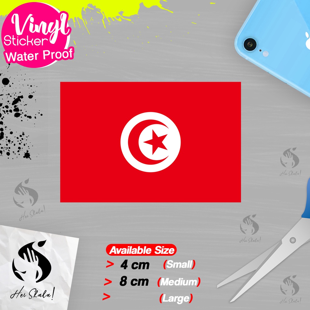 Jual Stiker Tunisia Sticker Vinyl Satuaan Motif Bendera Negara Dunia ...