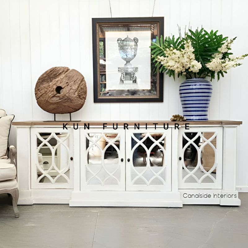 Jual meja hias ruang tamu Duco minimalis modern buffet kaca cermin ...