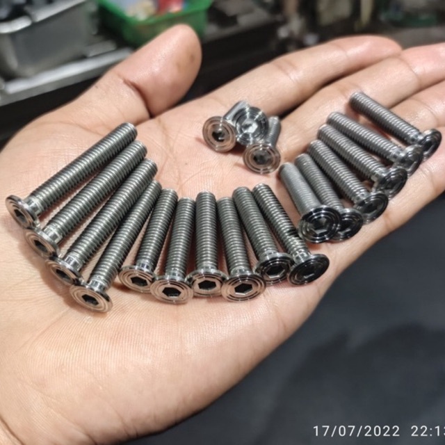 Jual baut L m6 / baut 10/ drat 10 probolt slim stainless handmade panjang 1cm 2cm 3cm 4cm 5cm ...