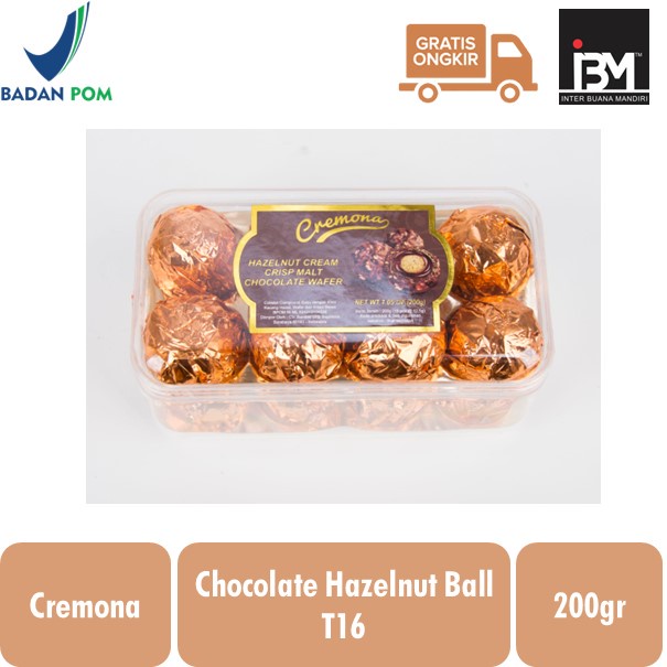 Jual Cremona Hazelnut Cream Crips Malt Wafer Ball Square T16 200gr ...