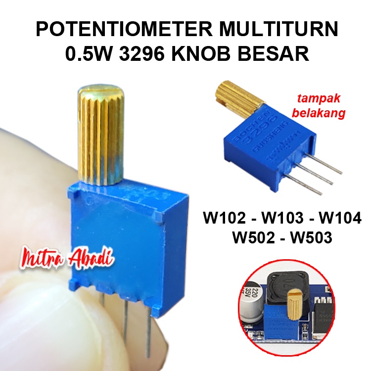 Jual Potentiometer - POTENSIOMETER Trimmer Multiturn 0.5W 3296 KNOB ...