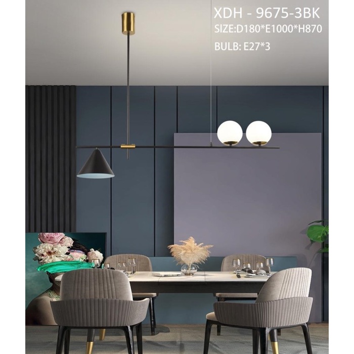 Jual LAMPU GANTUNG MEJA MAKAN MODERN MINIMALIS XDH 9675/3 KACA SUSU | Shopee Indonesia
