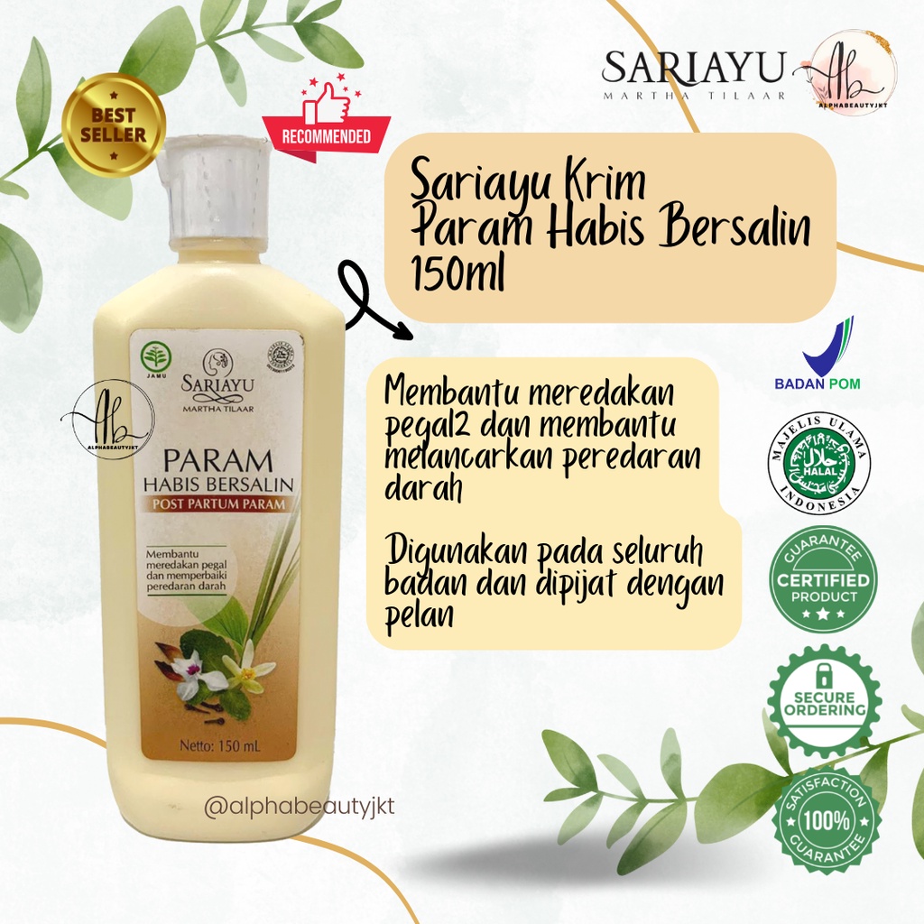 Jual SARIAYU PARAM JAMU HABIS BERSALIN 150 ML - CREAM PARAM/ PAREM ...
