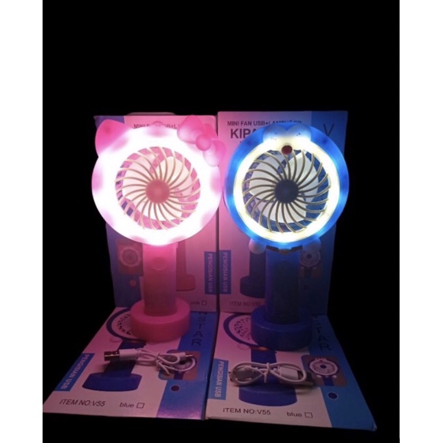 Jual KIPAS ANGIN MINI RECHARGE CAS USB - KIPAS KARAKTER + LAMPU LED ...