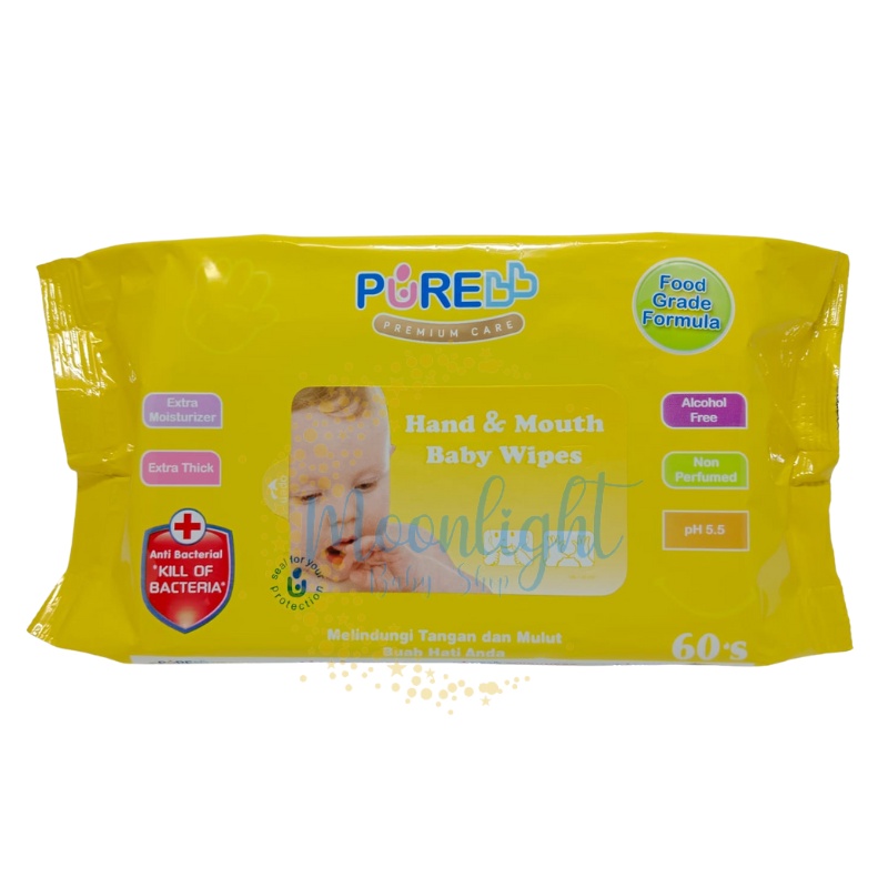 Jual PURE Baby Hand and Mouth Baby Wipes Cleansing Wipe Tissue Basah ...