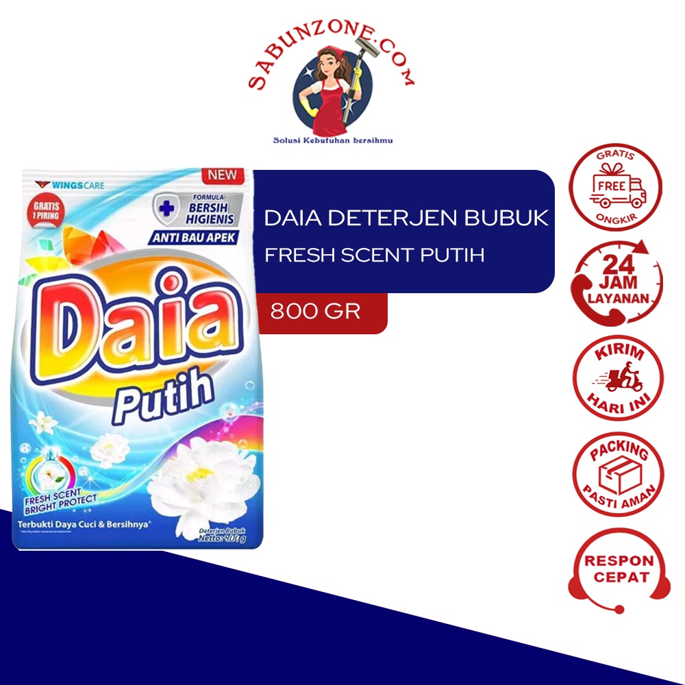 Jual Detergen Bubuk Daia Fresh Scent Putih 800 gr | Shopee Indonesia
