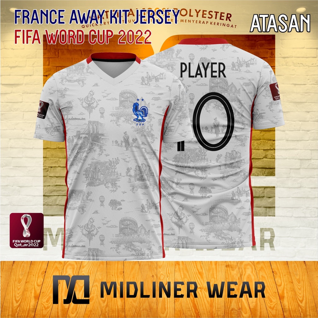 Jual Jersey Atasan TIMNAS FRANCE AWAY WORLD CUP QATAR 2022 Free ...