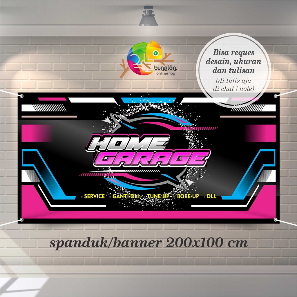 Jual Size 200x100 Cm Spanduk, Banner Bengkel Motor Racing Model Pink ...