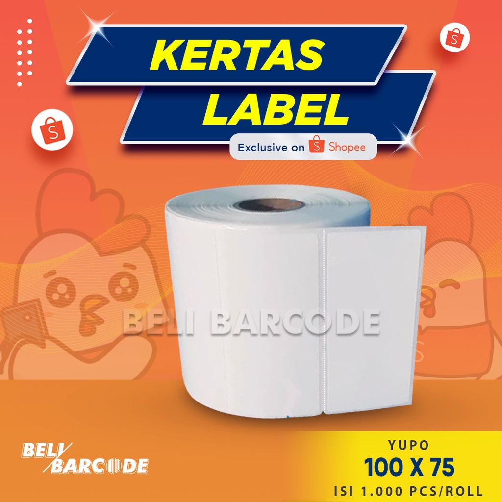Jual YUPO 100x75 MM 1 LINE BARCODE LABEL STIKER ISI 1000 LEMBAR CETAK THERMAL TRANSFER | Shopee ...