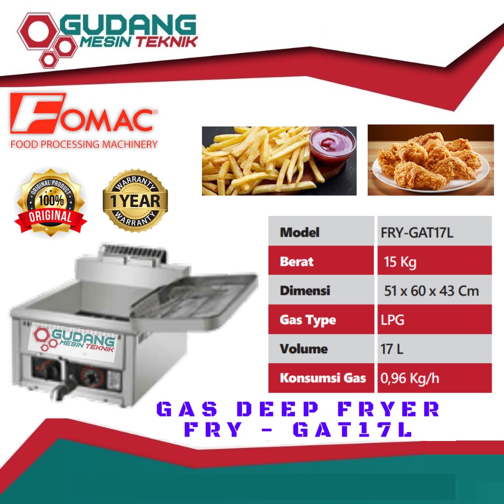 Jual Fomac FRY-GAT17L Gas Deep Fryer Mesin Penggorengan Makanan ...