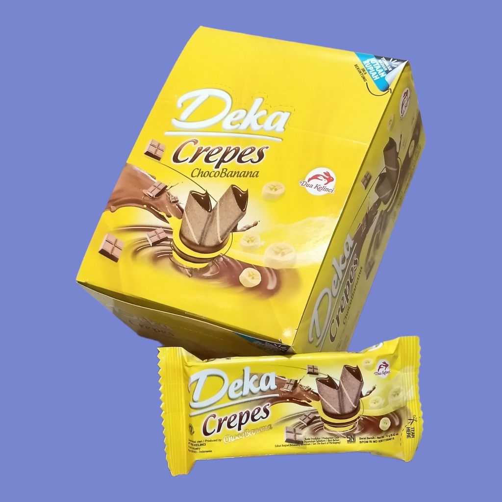 Jual Dua Kelinci Deka Crepes Choco Banana Snack [12 pcs/box] | Shopee ...