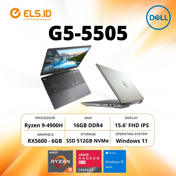 Jual Dell Gaming G5-5505 Ryzen 9-4900H 16GB SSD 512GB RX5600 15.6' W10 ...