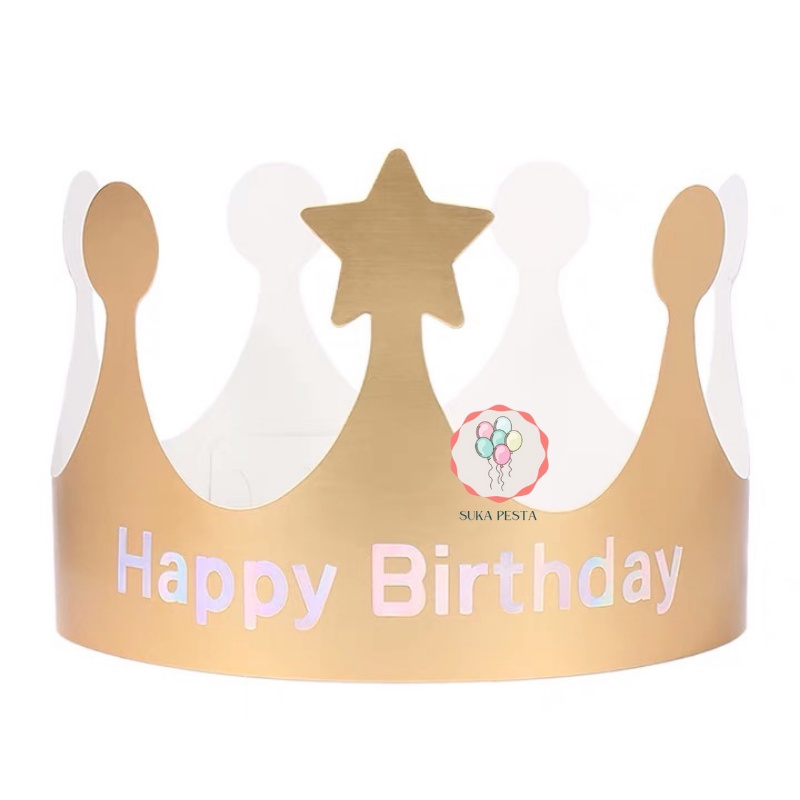 Jual TOPI ULANG TAHUN MAHKOTA HBD MOTIF / TOPI MAHKOTA / TOPI ULTAH ...