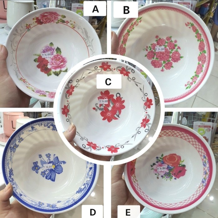 Jual Mangkok Melamin 7 Inch Mangkuk Ulir Motif Bunga Sayur SNI xz ...