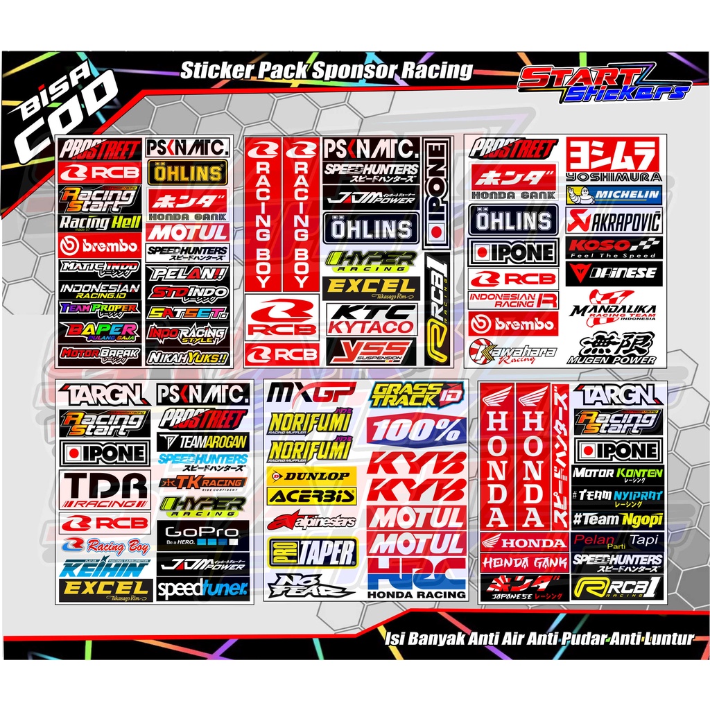 Jual Sticker Pack Sponsor Racing Lengkap Stiker Hologram Stiker Motor ...