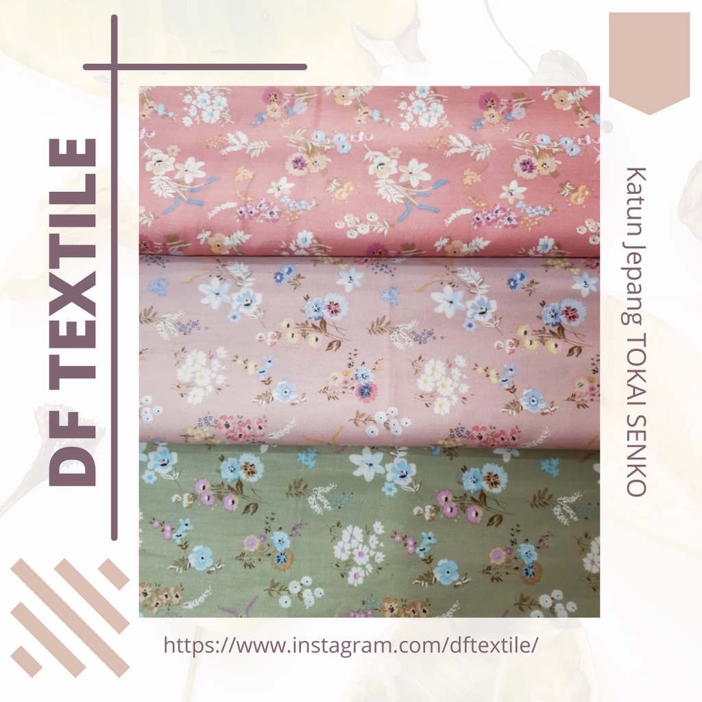 Jual Kain Katun Jepang Motif Bunga TJD22AG080 Japan Design Tokai Senko ...