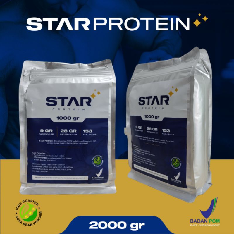 Jual STAR PROTEIN Whey Protein Bubuk Kedelai Murni - 2000 gram | Shopee ...