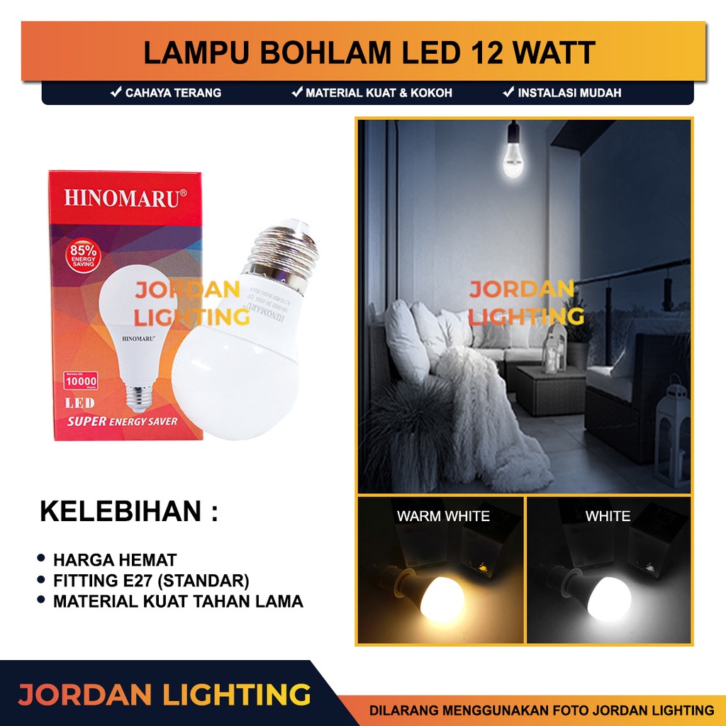 Jual Lampu LED Bohlam 12W Putih, Warm White Terang - SNI, Garansi 1 Tahun | Shopee Indonesia