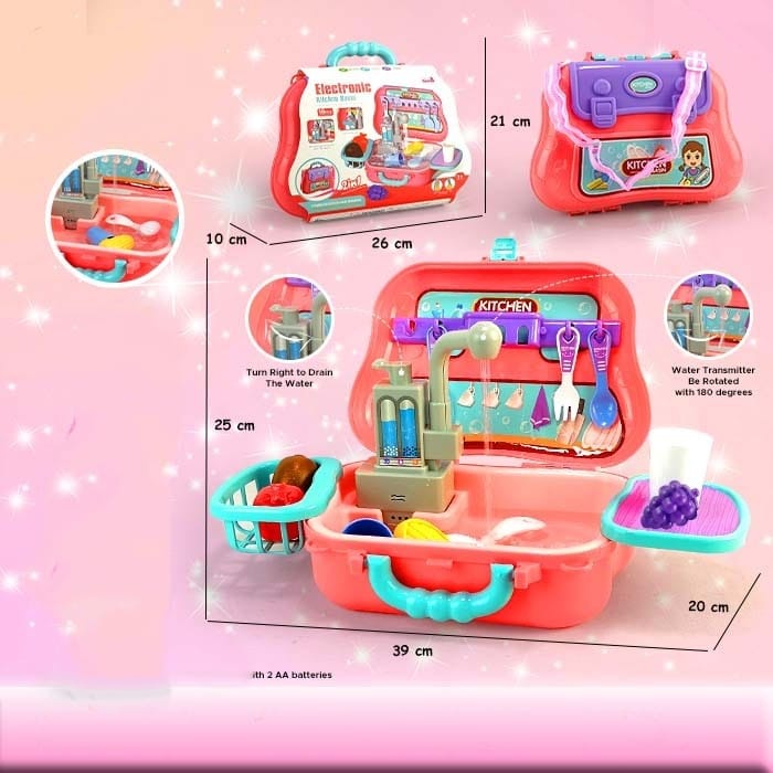 Jual Mainan Anak Perempuan Wastafel 2in 1 Cuci Piring Electronic ...