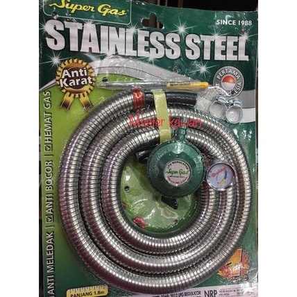 Jual SELANG GAS STAINLESS PLUS REGULATOR KEPALA GAS SUPER GAS ...