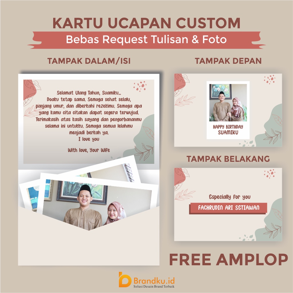 Jual KARTU UCAPAN CUSTOM TULISAN DAN FOTO / GREETING CARD CUSTOM / GIFT ...