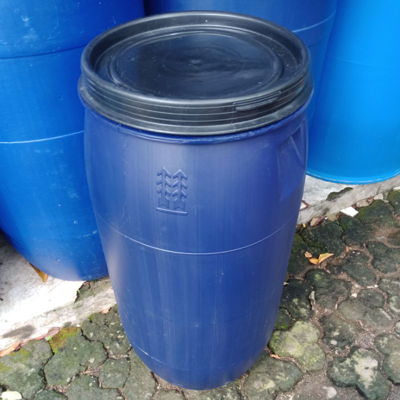 Jual tempat sampah tong air biru/drum plastik 80liter | Shopee Indonesia
