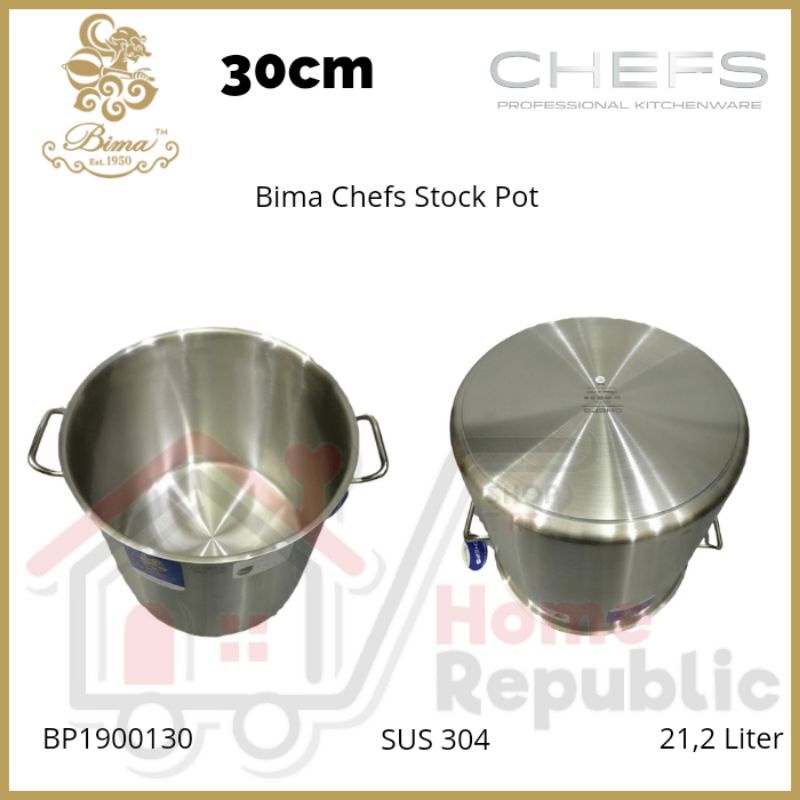 Jual Bima Chefs Stock Pot 30cm Sus 304 Panci Tinggi Stainless 21,2Liter ...