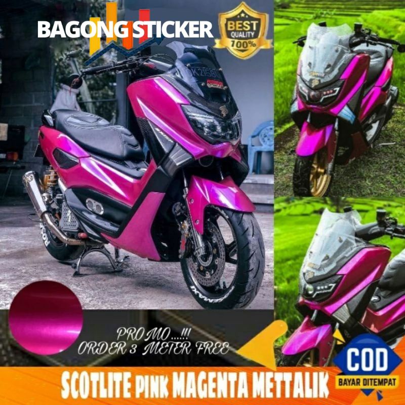 Jual Sticker skotlet scotlite metalik krom pink doff untuk motor merk ...