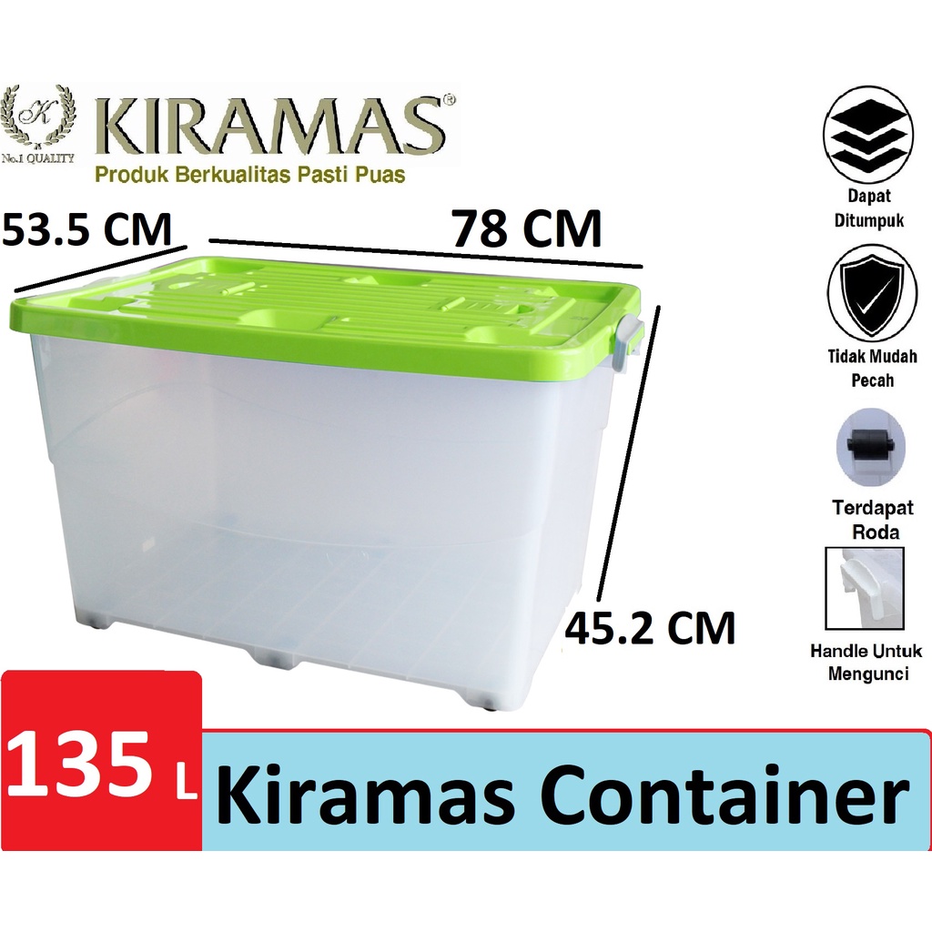 Jual Kiramas Container Box 135 Liter B-135 AR Biru dan Hijau (By Gojek / Grab) | Shopee Indonesia