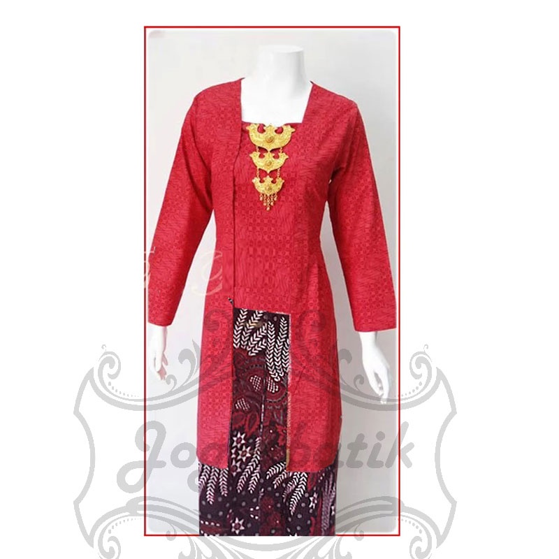 Jual Kebaya Kutubaru Embos Panjang Merah | Shopee Indonesia