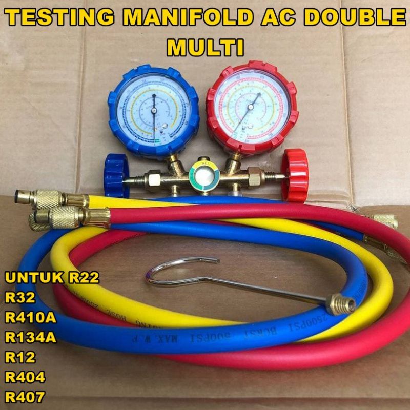 Jual Manifold Double ISI FREON AC MOBIL Testing R22 R134 R404 R12 ...