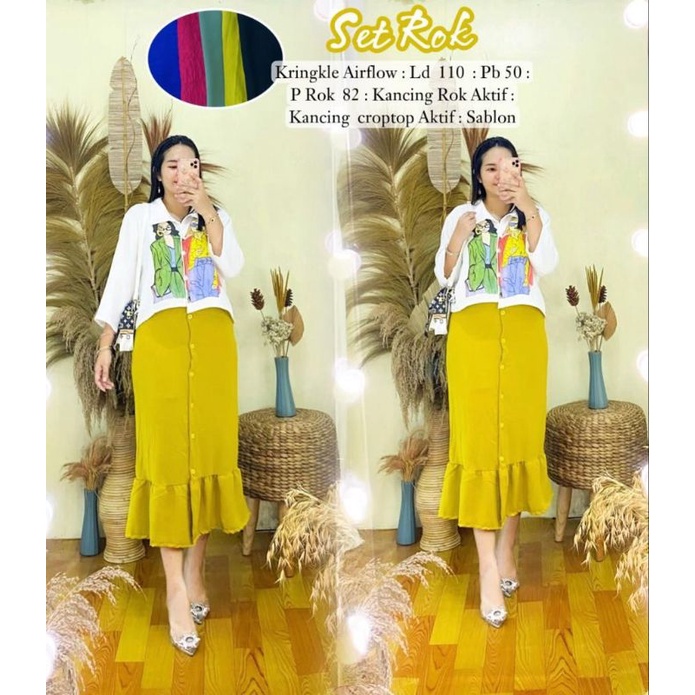 Jual SET ROK CRINKLE AIRFLOW LD 110 // SETELAN ROK SABLON PRINTING ...