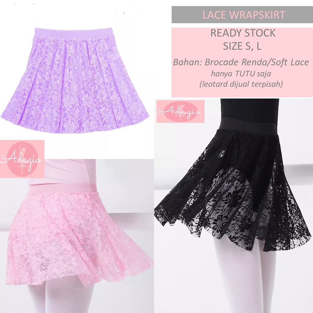 Jual ROK RENDA BALET ANAK - WRAPSKIRT SOFT LACE KIDS BALLET GYM DANCE ...