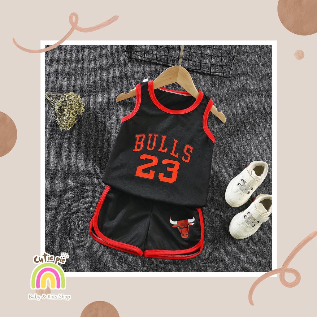 Jual BULLS HITAM SETELAN IMPORT BAJU BASKET ANAK / KAOS SINGLET ANAK ...