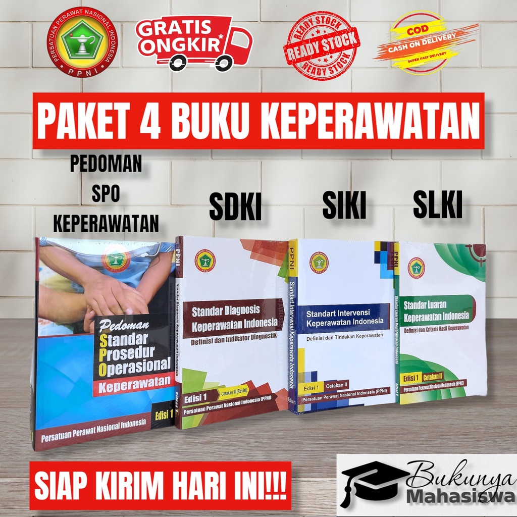 Jual PAKET 4 BUKU PPNI SDKI SIKI SLKI SPO KEPERAWATAN NANDA NIC NOC PEDOMAN STANDAR PROSESUR ...
