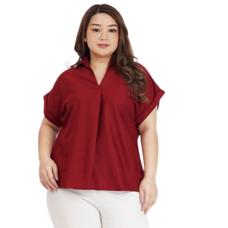 Jual Atasan Wanita Dewasa Oversize Ld 130 cm Krah Kemeja Bahan Moscrepe ...