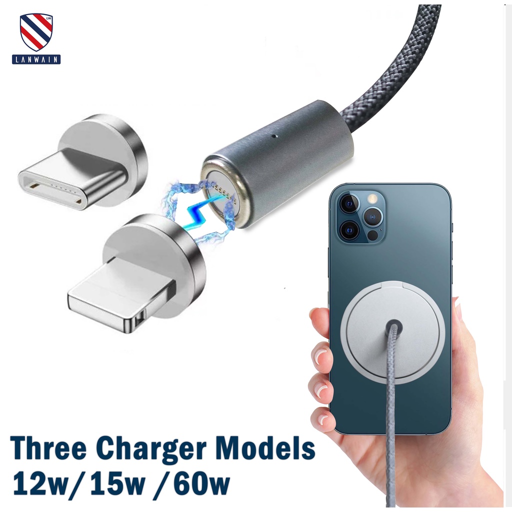 Jual Lanwain Kabel Data Magnetic Wireless Type C To Lightning + Type C ...
