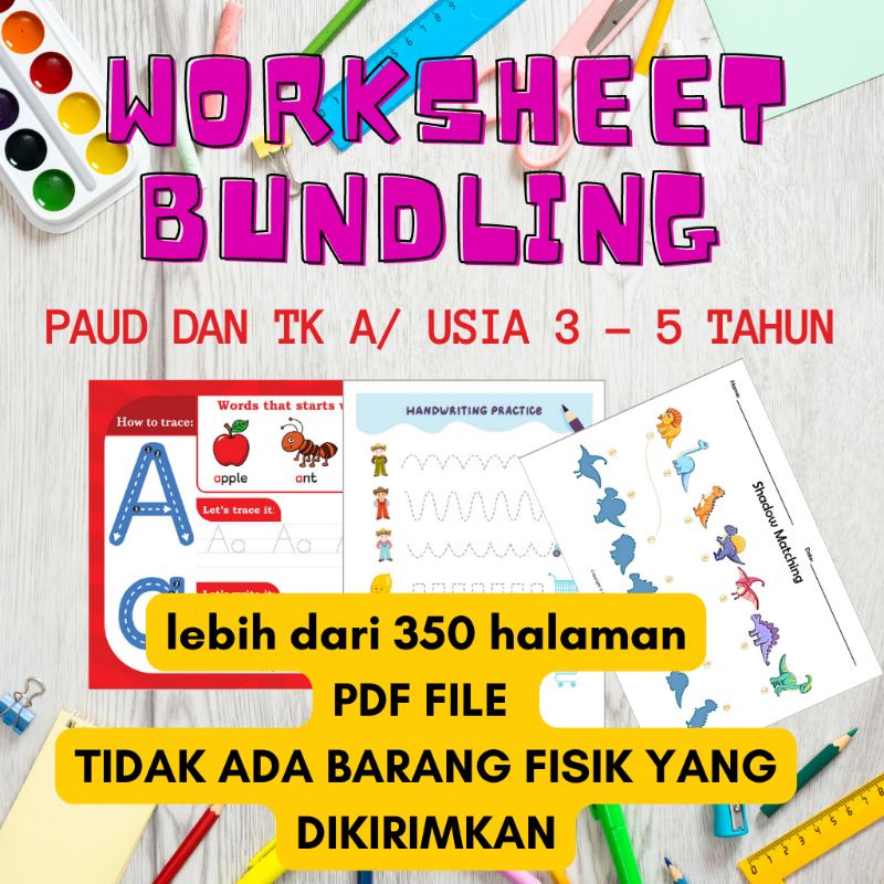 Jual Worksheet / lembar kerja siswa PAUD dan TK A usia 3-5 tahun ...