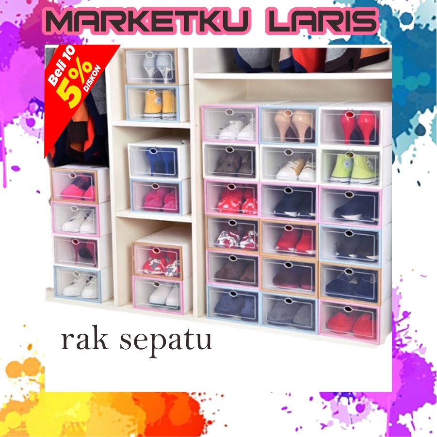 Jual MKL - Kotak Sepatu Transparan Tebal Serbaguna Shoes Box Tempat ...