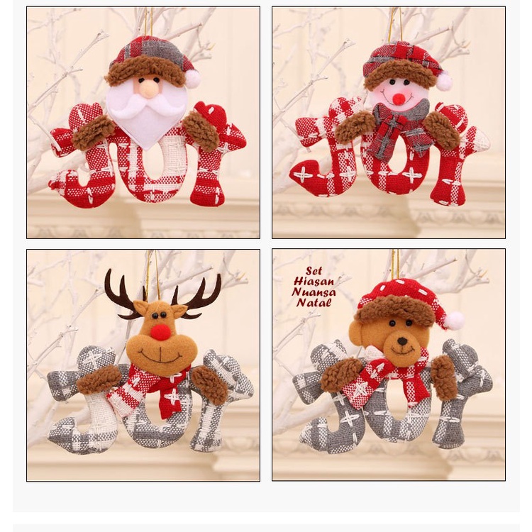 Jual ISI 4 MOTIF Set Hiasan Nuansa Natal Motif JOY ada santa rusa ...